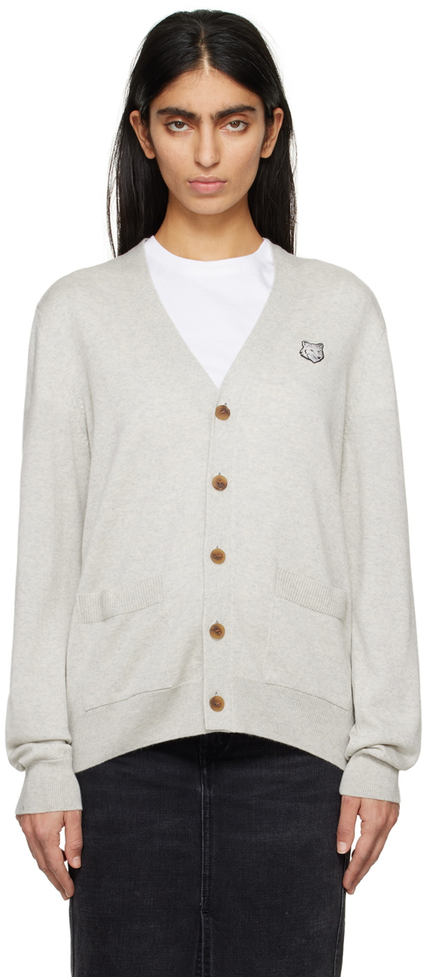 Maison Kitsuné Gray Bold Fox Cardigan Maison Kitsune