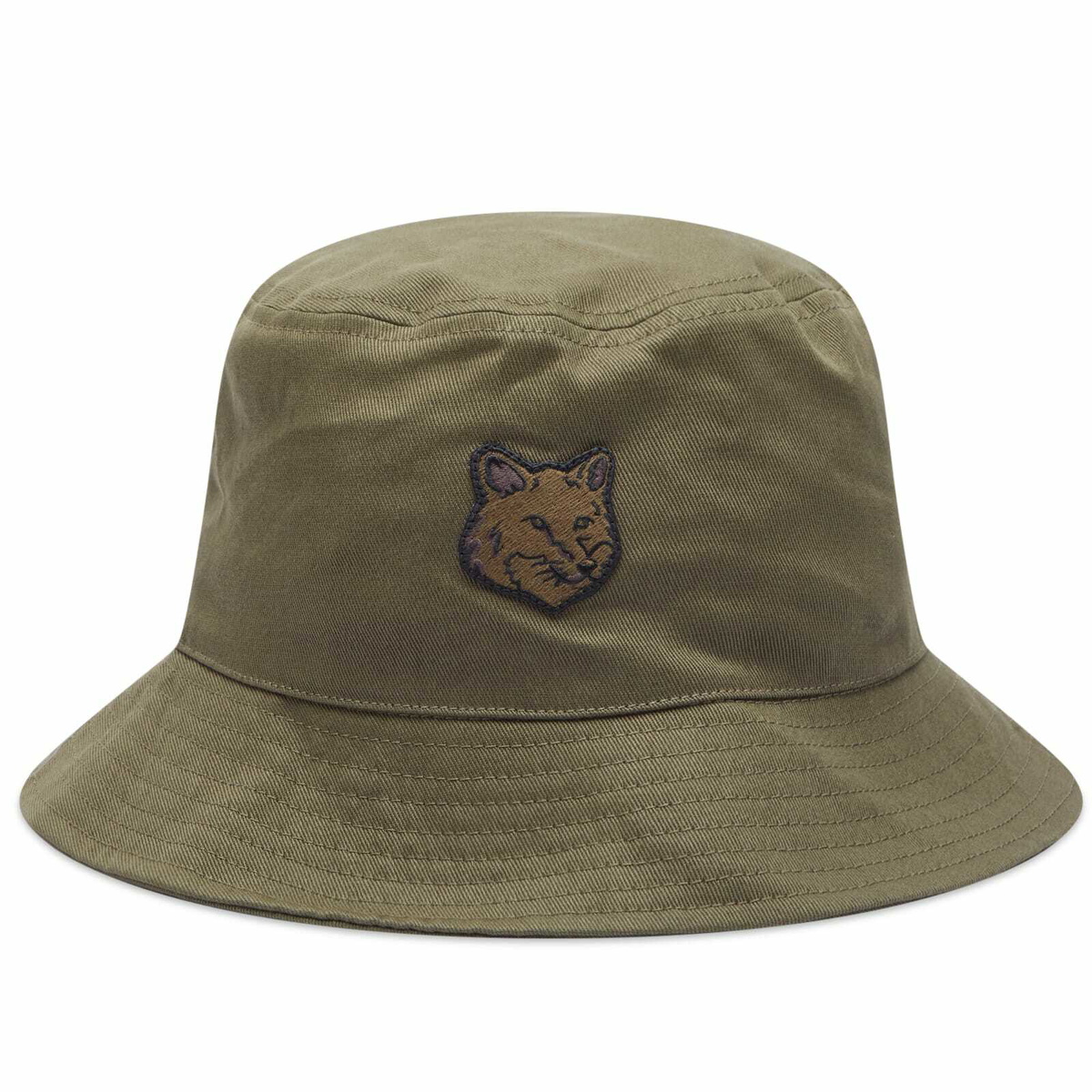 Maison Kitsuné Men's Fox Head Patch Bucket Hat in Khaki Maison Kitsune