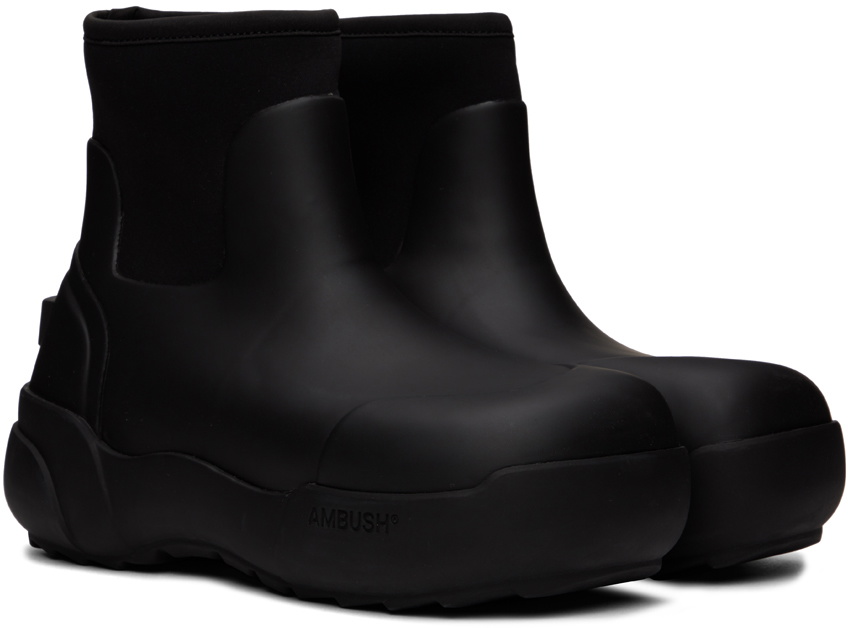 AMBUSH Black Rubber Chelsea Boots Ambush