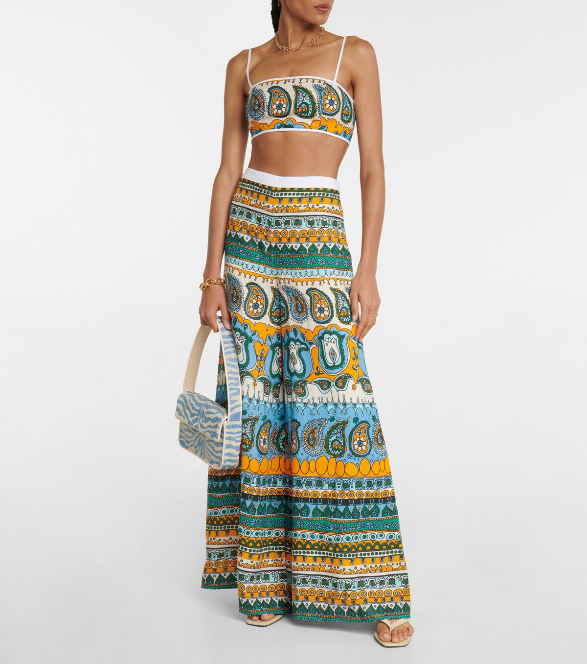 Staud - Bomber printed linen crop top Staud