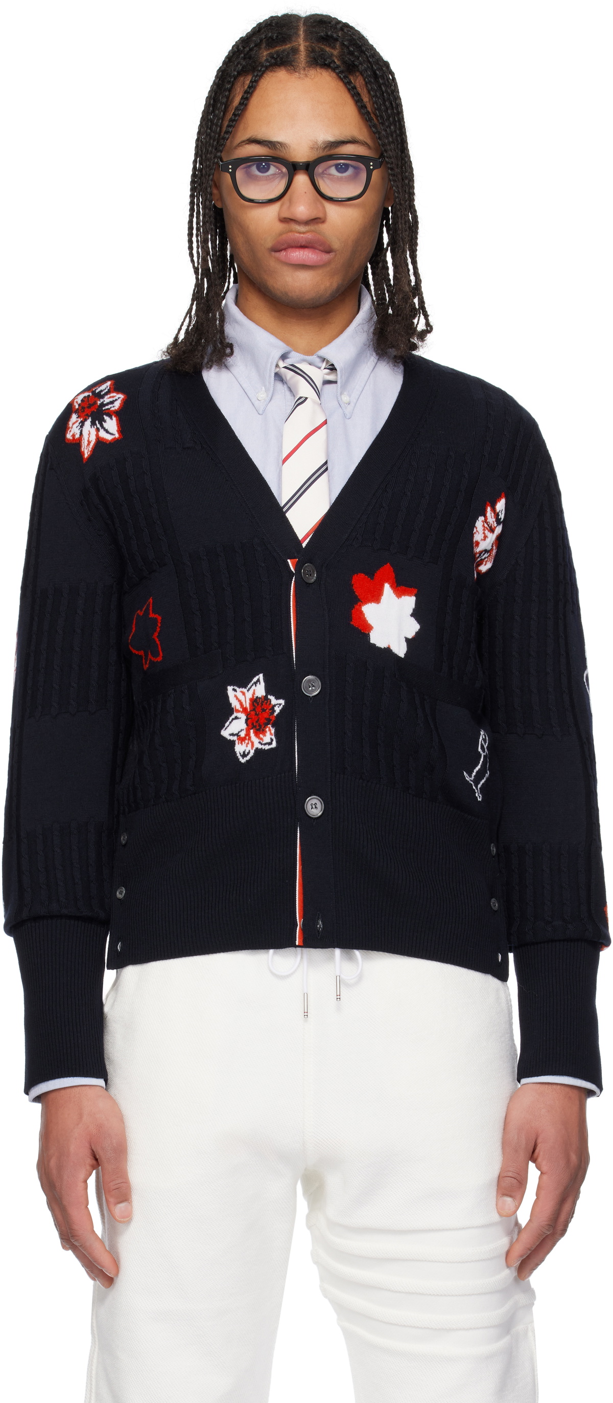 Thom Browne Nacy Classic Hector V Neck Cardigan Thom Browne