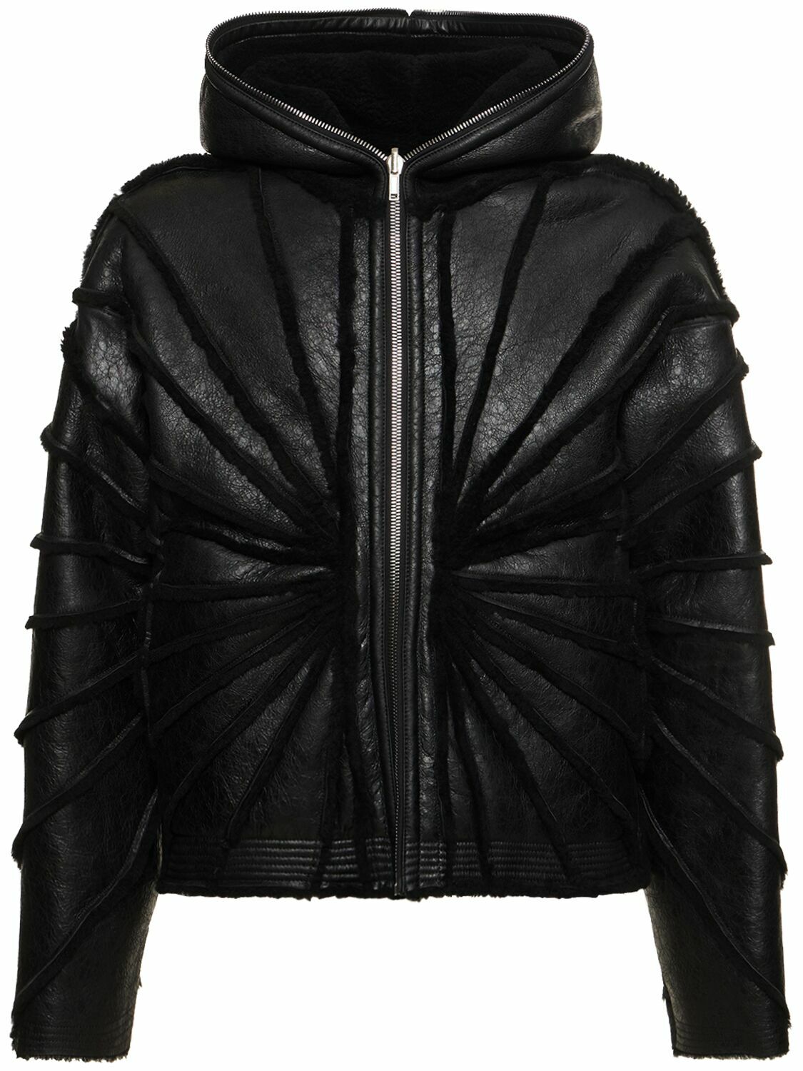 RICK OWENS - Hooded Sealed Leather Jacket Rick Owens