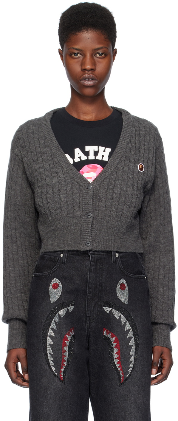 BAPE Grey Cropped Cardigan A Bathing Ape