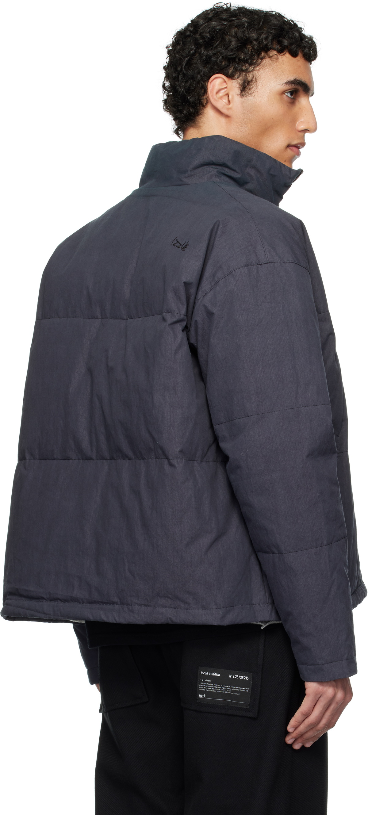 Izzue Gray Indigo-Dyed Down Jacket Izzue