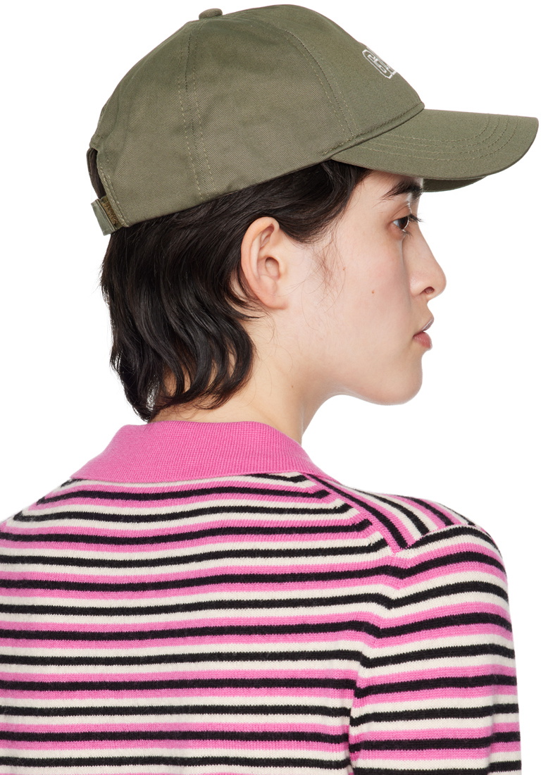 GANNI Khaki Embroidered Logo Cap GANNI