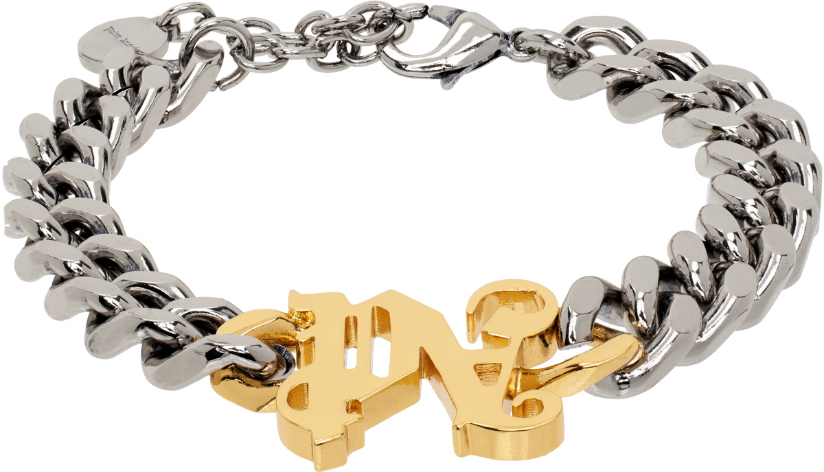 Palm Angels Silver Monogram Chain Bracelet Palm Angels