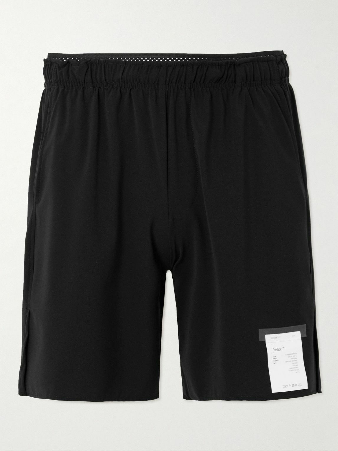 Satisfy - Straight-Leg Appliquéd Justice™ Shorts - Black Satisfy Satisfy - Straight-Leg Appliquéd Justice™ Shorts - Black Satisfy