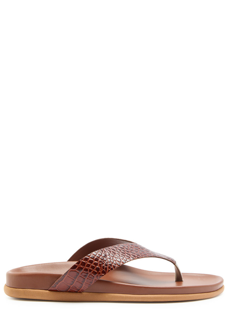 Ancient Greek Sandals Charys Footbed Leather Flatform Sandals Burgundy ...
