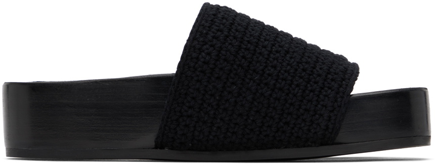 CO Black Crochet Slides CO