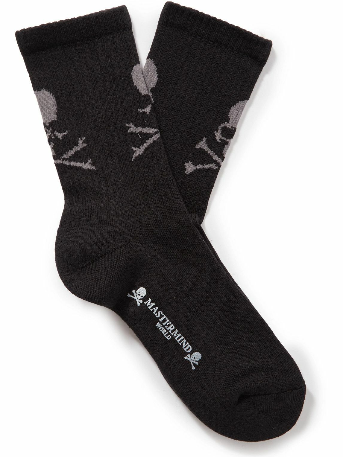 Mastermind World - Logo-Jacquard Ribbed Cotton-Blend Socks - Black ...