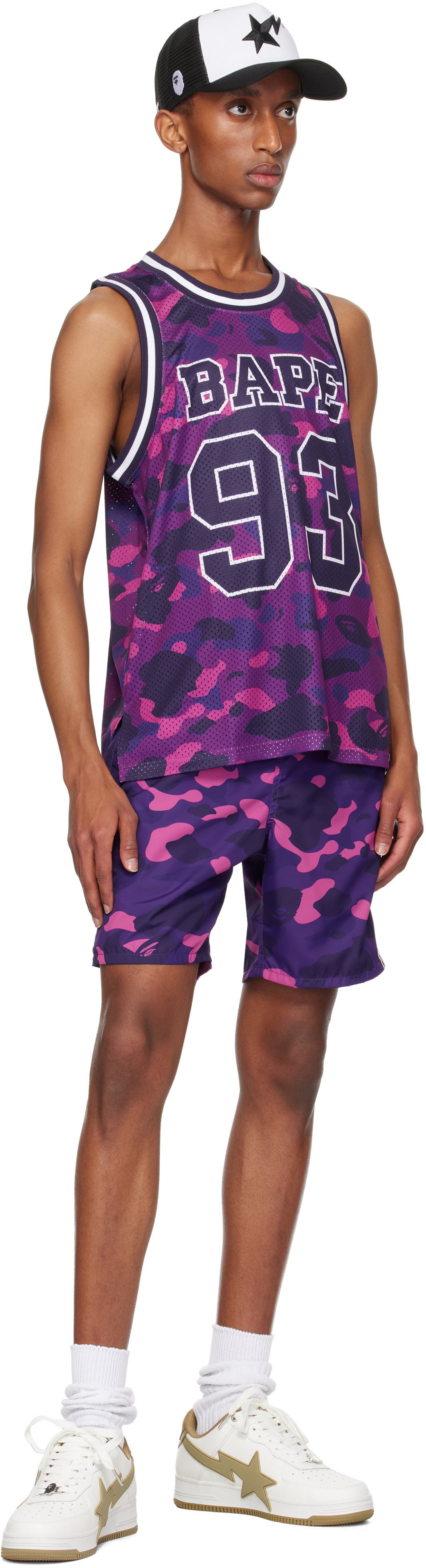 BAPE Purple Color Camo Ape Head One Point Swim Shorts A Bathing Ape