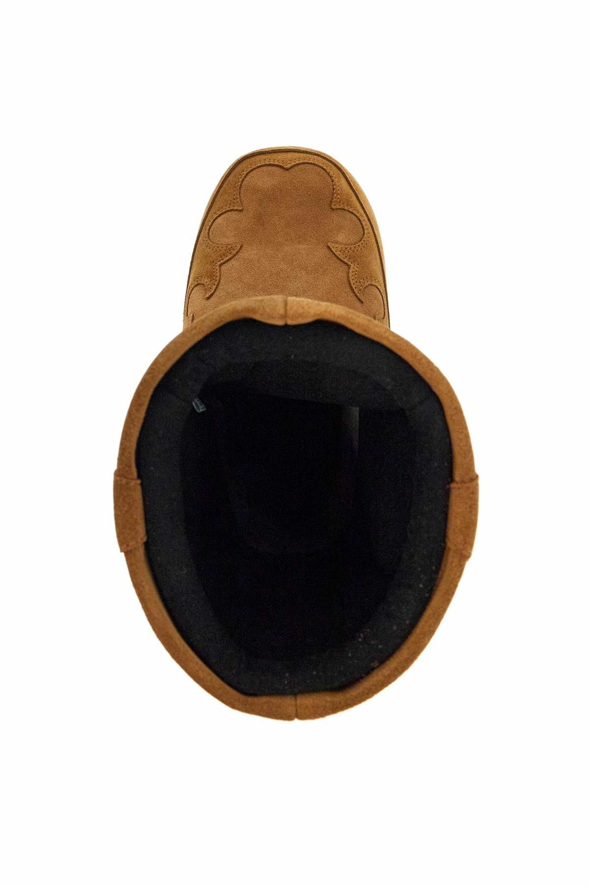 MOON BOOT high suede boots in cognac with wedge embroidery Moon Boot