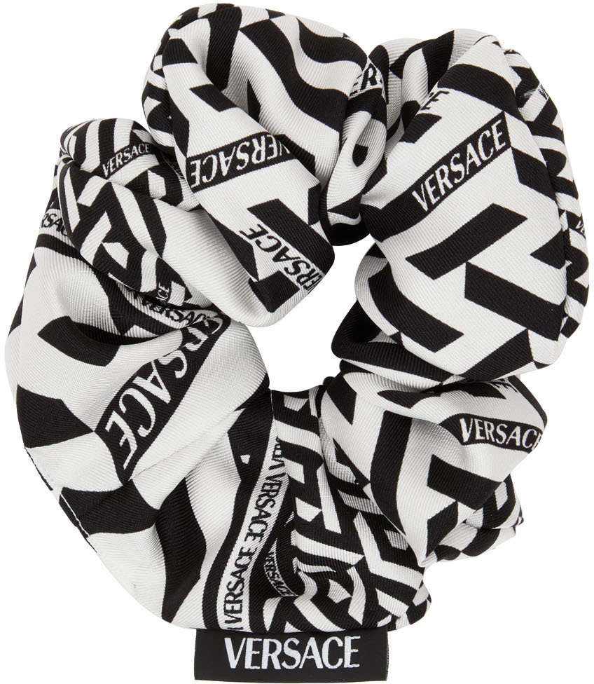 Versace Black & White La Greca Scrunchie Versace