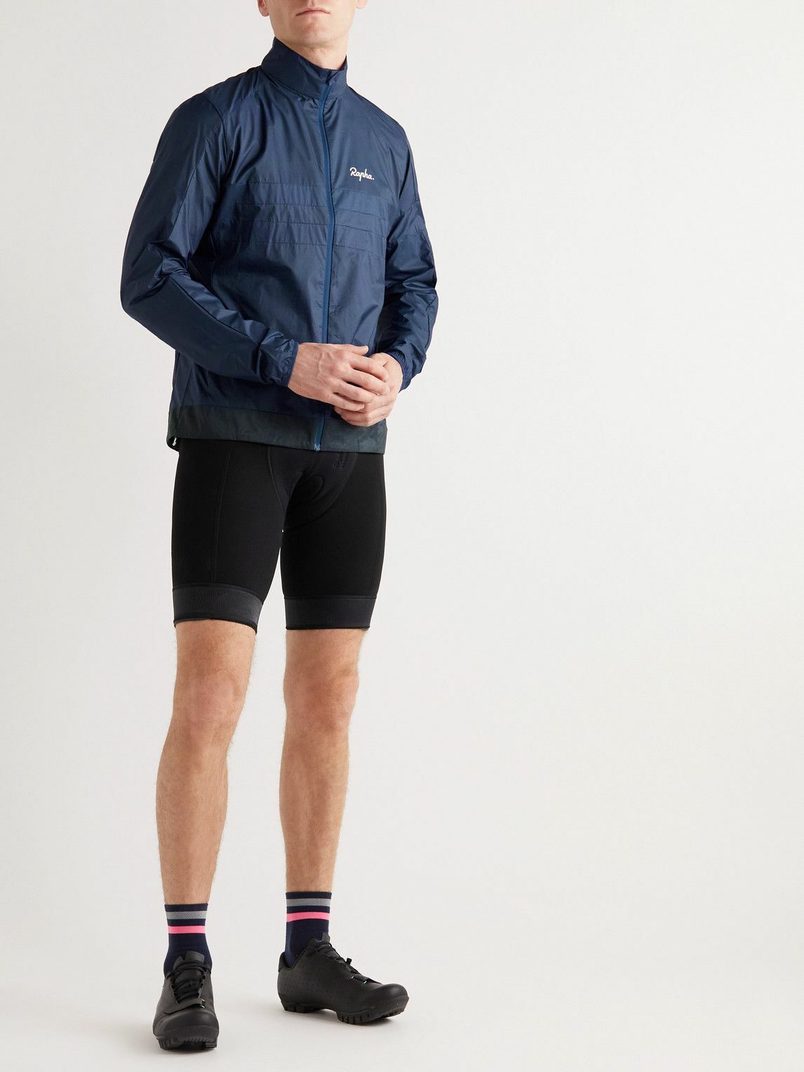 Rapha - Explore Packable Logo-Print Shell Cycling Jacket - Blue Rapha