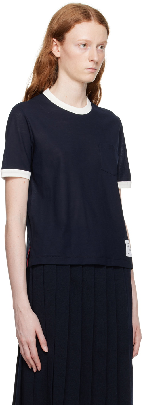 Thom Browne Navy Ringer T-Shirt Thom Browne