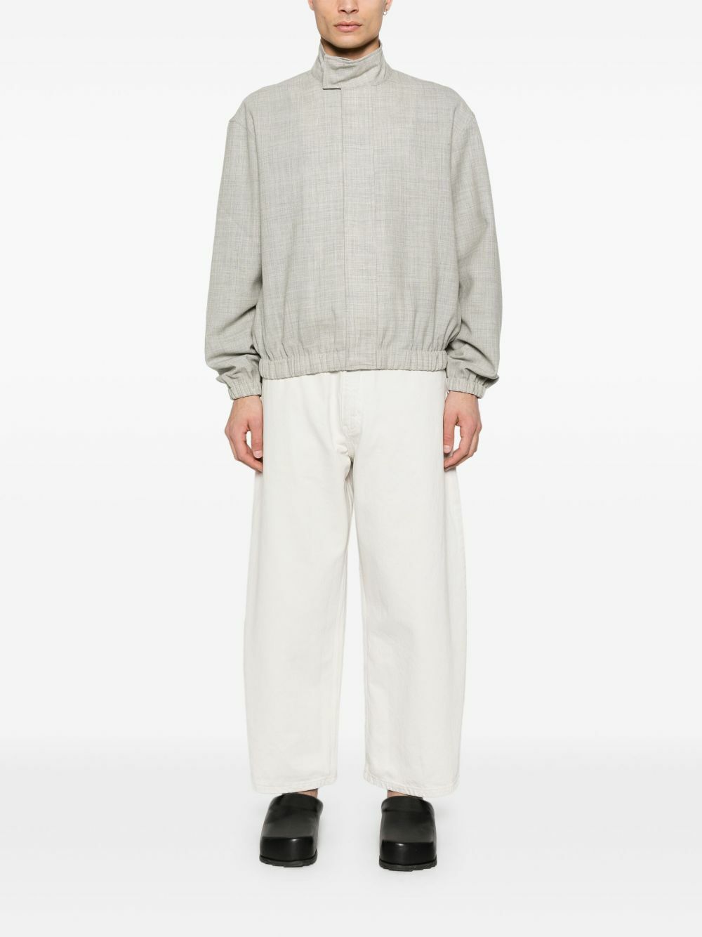 Studio Nicholson Grey Slub-Textured Bomber Jacket Studio Nicholson