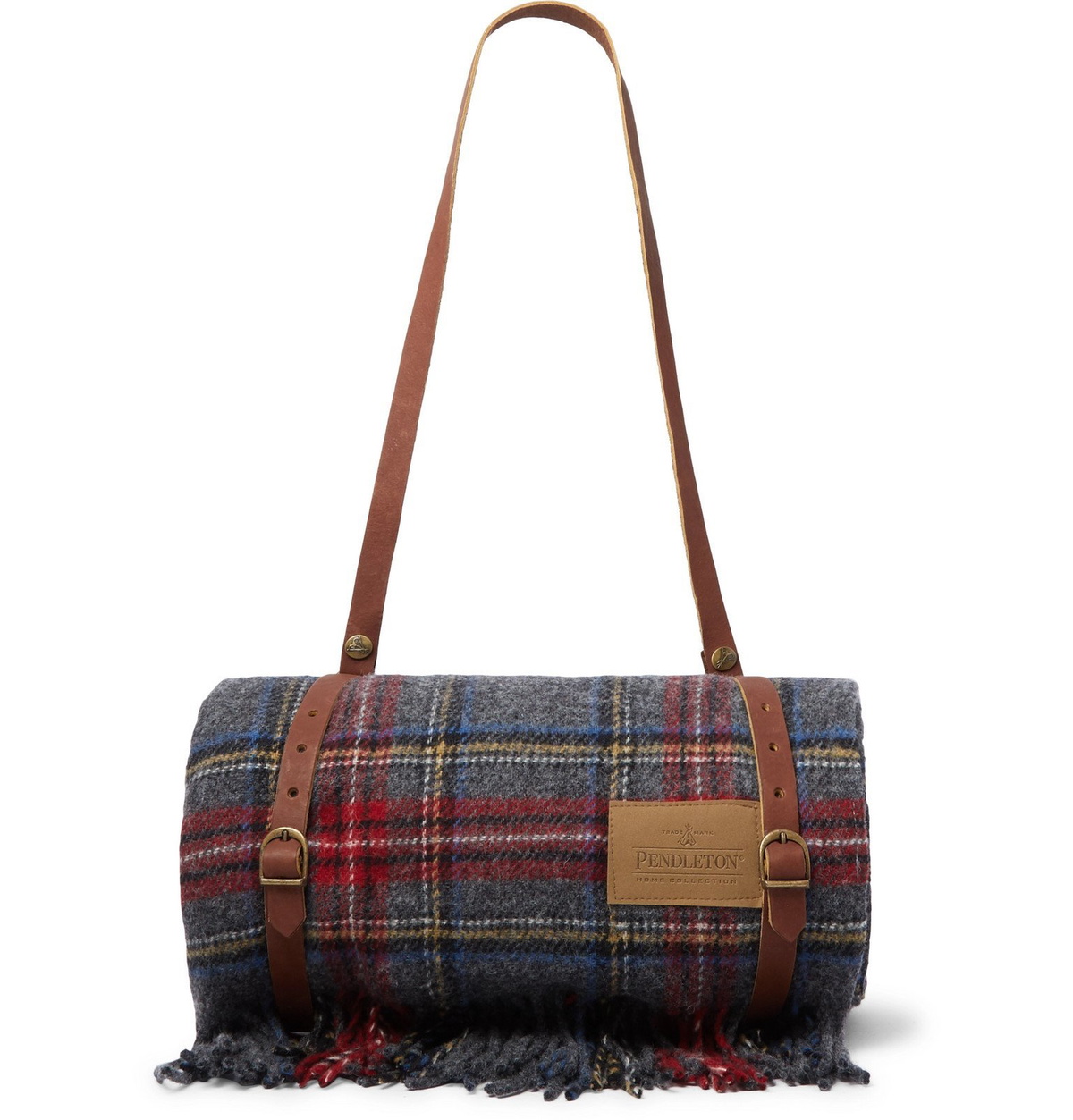 Pendleton - Fringed Checked Wool Blanket - Blue Pendleton