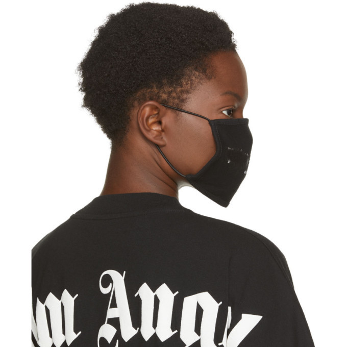Palm Angels Black and White Spray Logo Mask Palm Angels