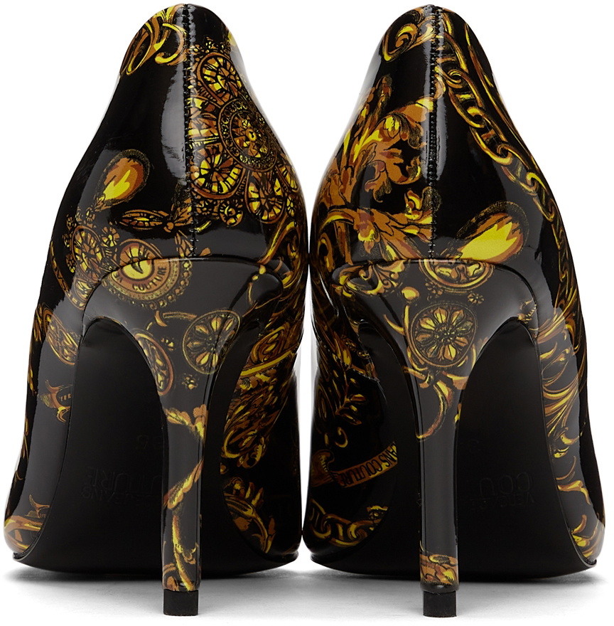 Versace Jeans Couture Black & Gold Regalia Baroque Heels Versace