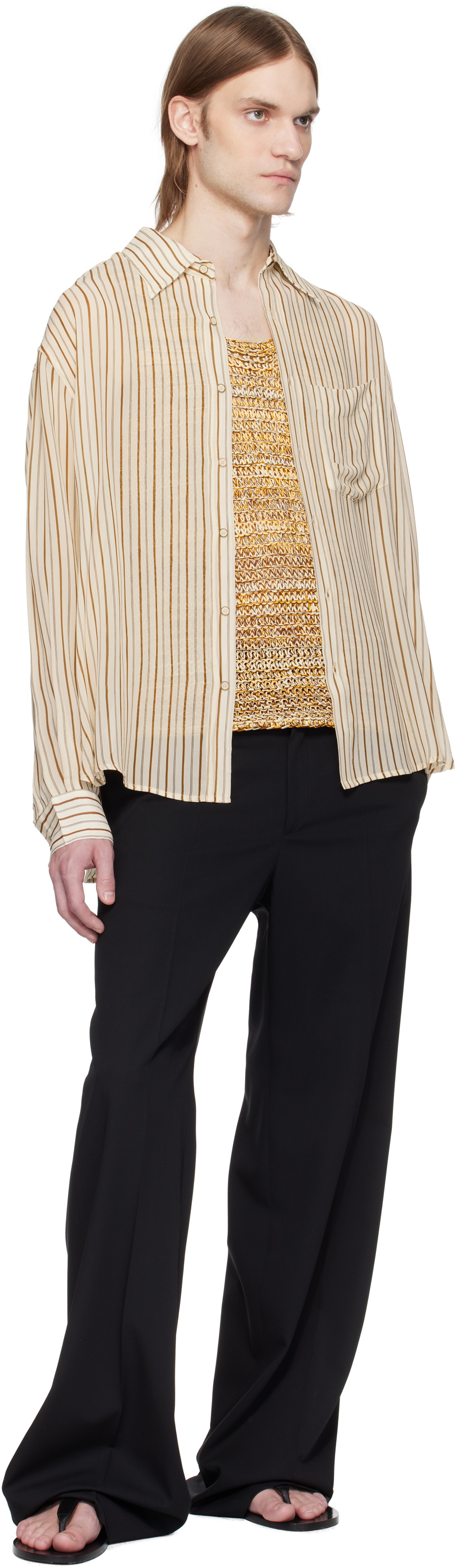 CMMN SWDN Beige Kai Sheer Shirt CMMN SWDN