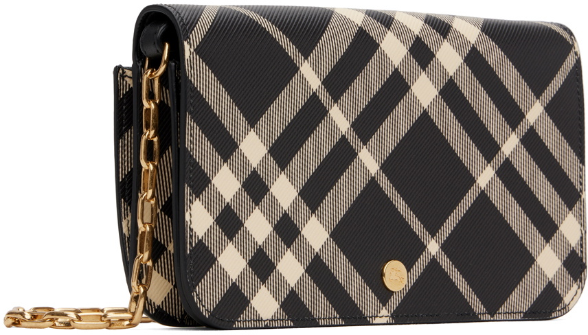 Burberry Black & Off-White Check Chain Strap Wallet Bag Burberry