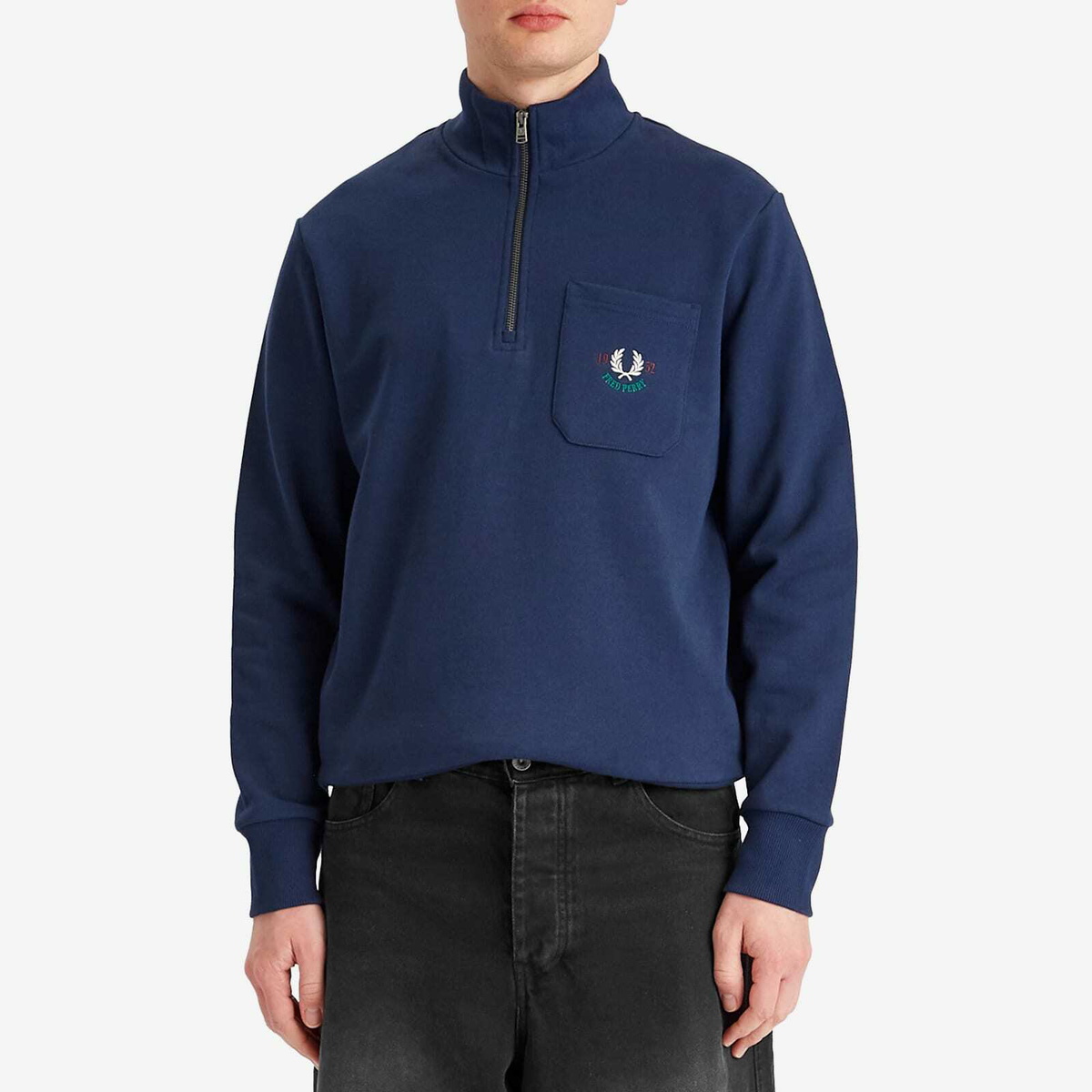 Fred Perry Men's Embroidered Champion Half Zip Sweatshirt in Tennis ...