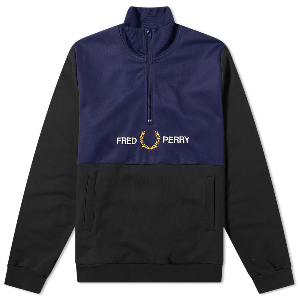 Fred Perry Authentic Embroidered Logo Panel Half Zip Sweat Fred Perry ...
