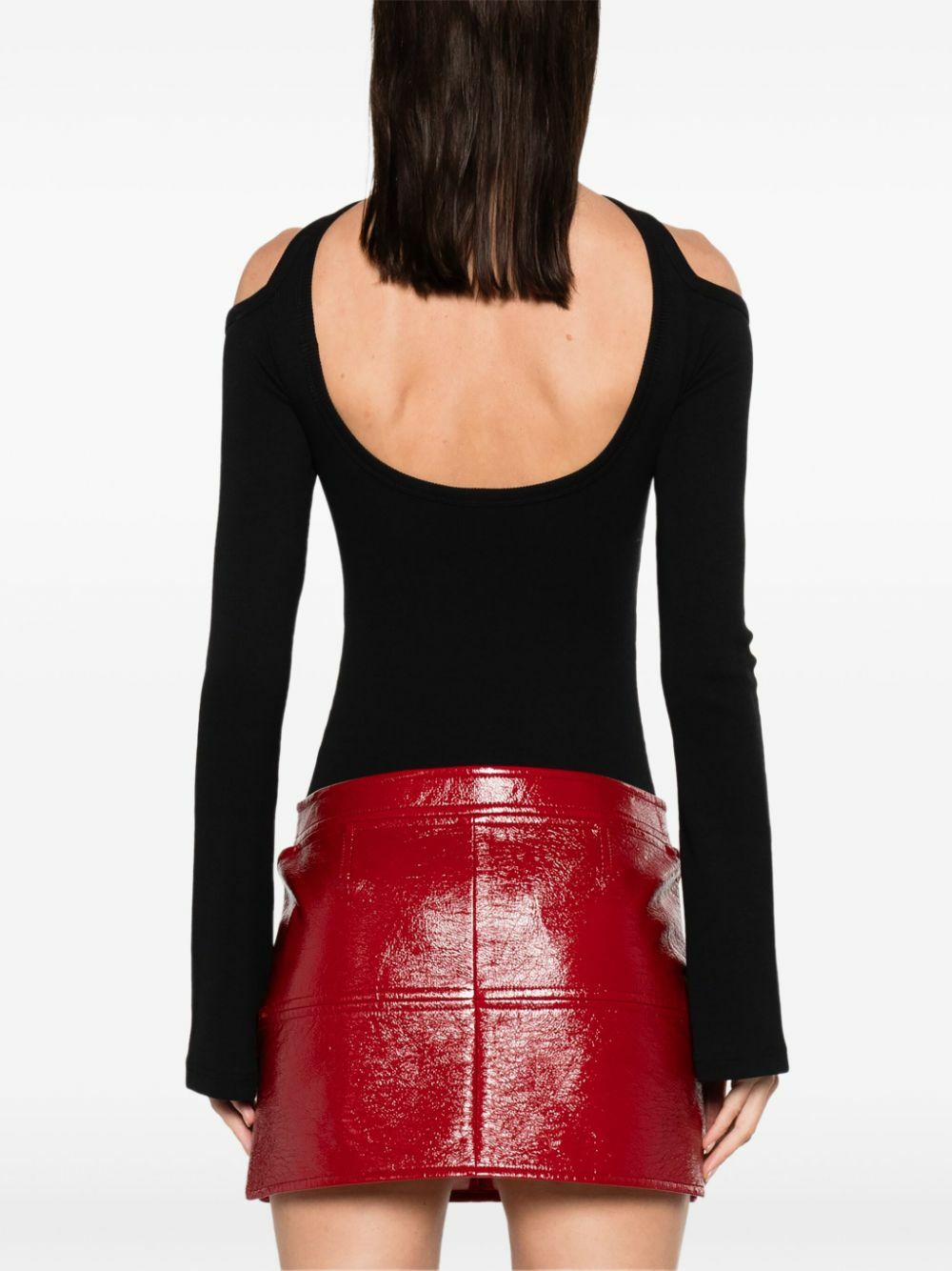 Courrèges Black Hyperbole 90's Fine-Ribbed Bodysuit Courreges