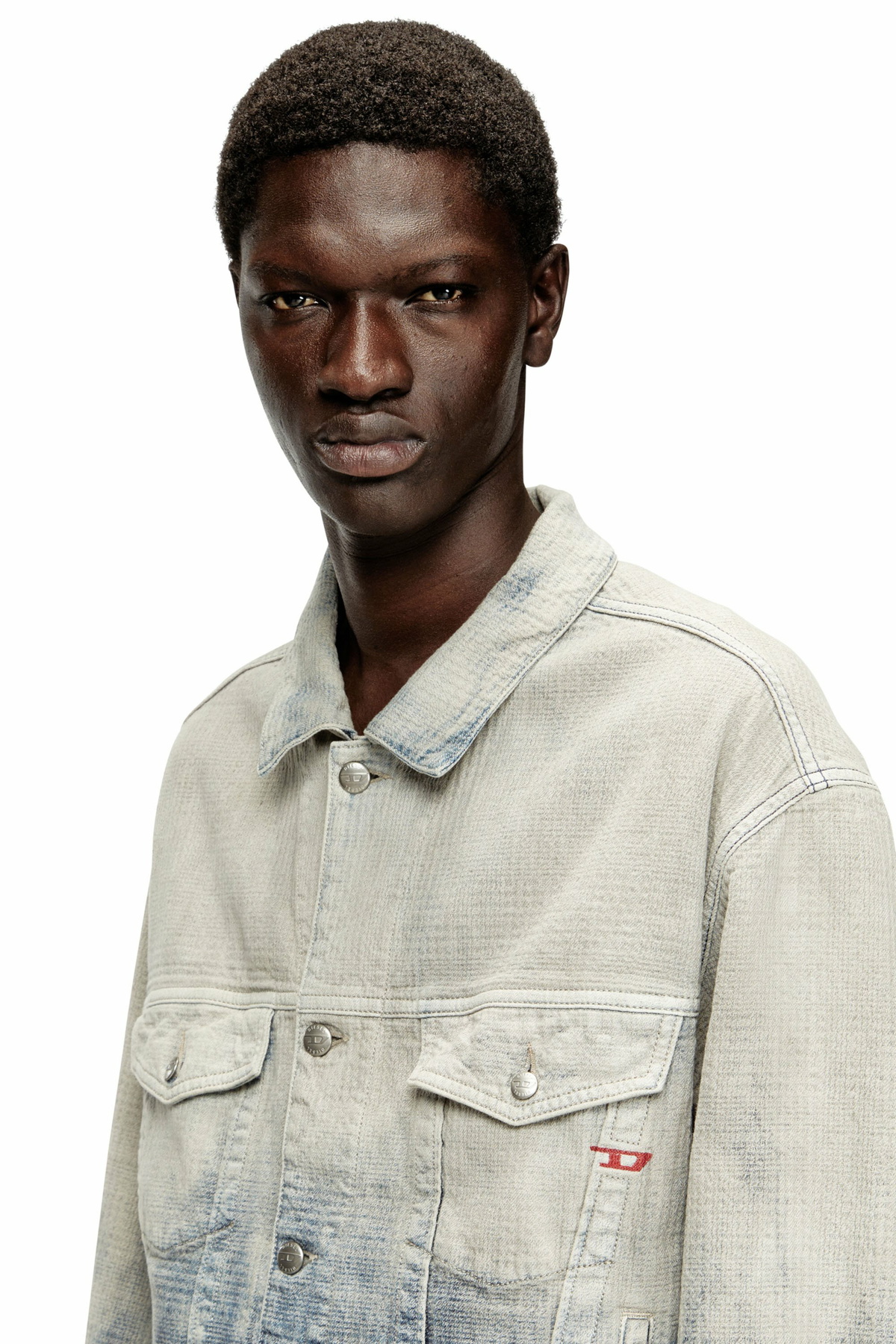 Diesel Trucker jacket in Prince of Wales jacquard denim - Denim Jackets ...