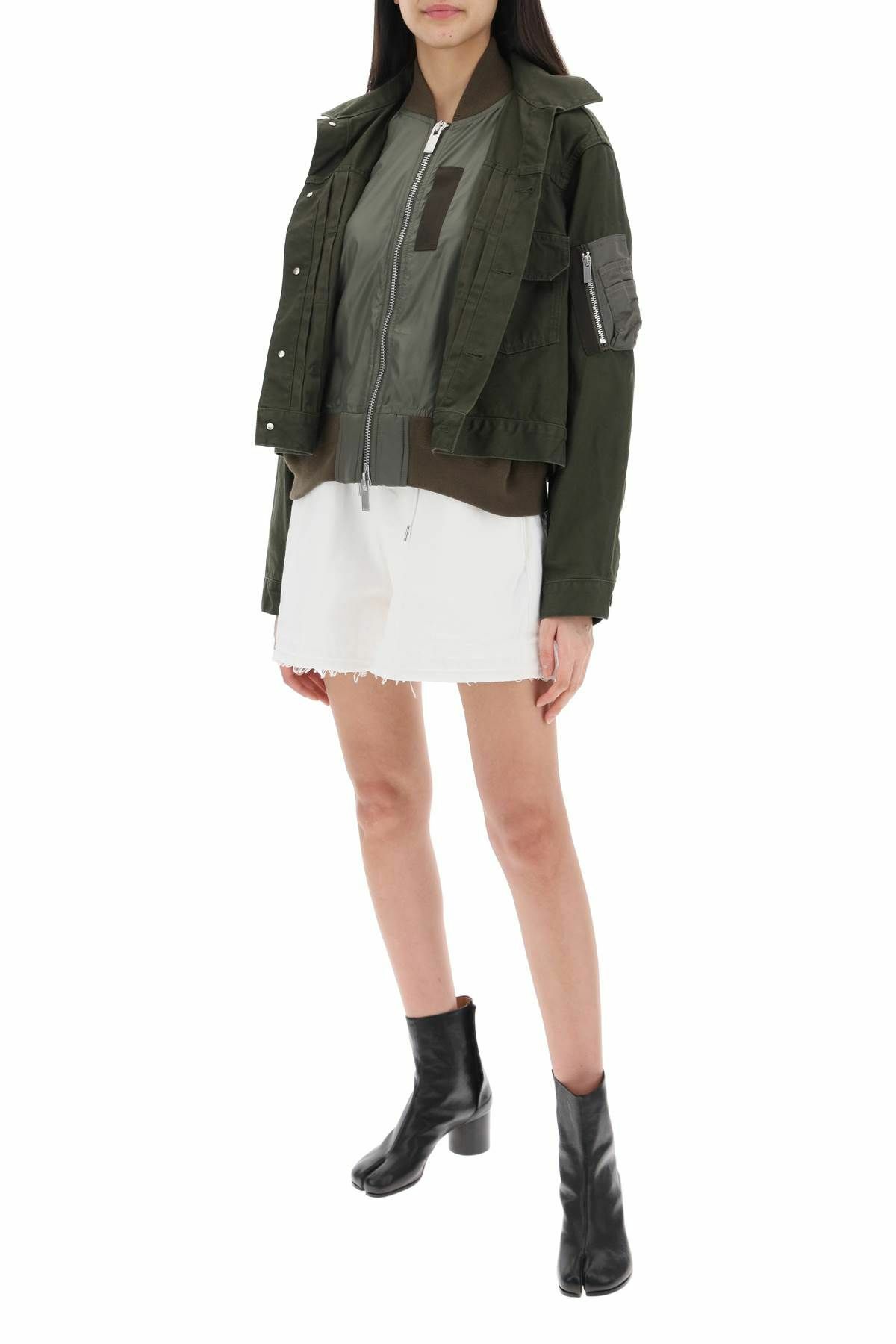 SACAI layered denim jacket Khaki Sacai