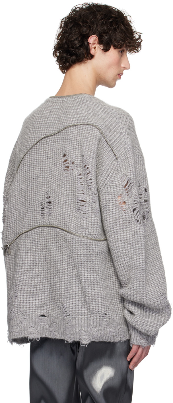 HELIOT EMIL Gray Distressed Sweater Heliot Emil