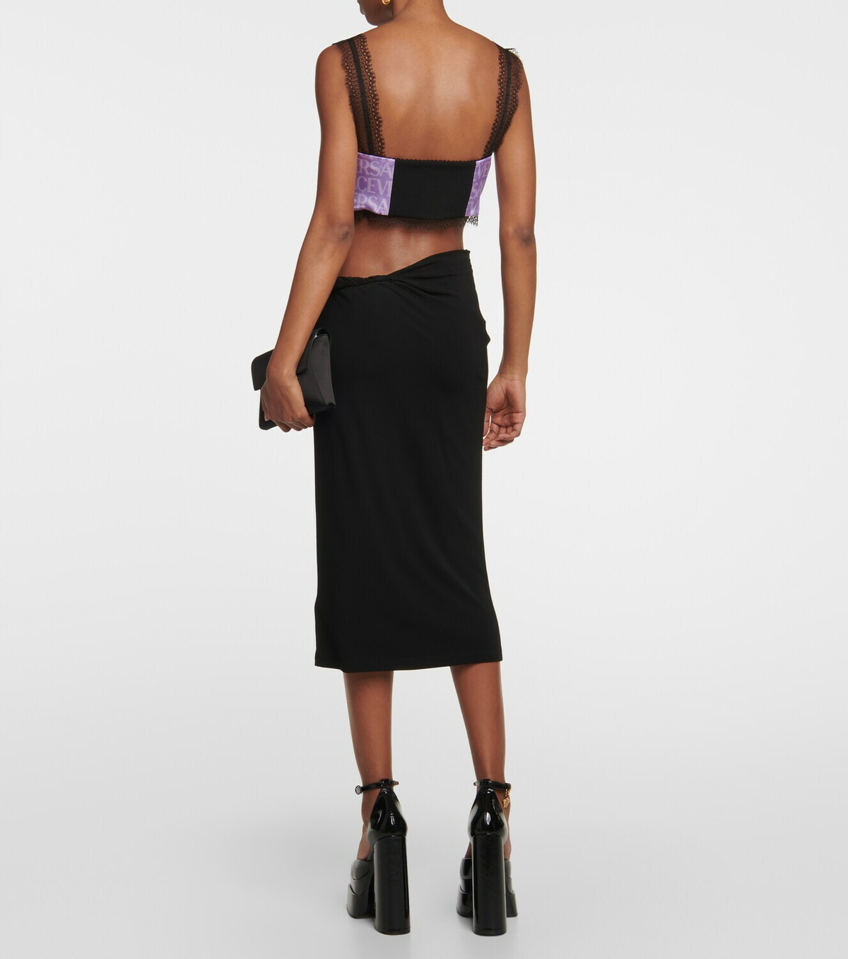 Versace Logo silk satin and lace bralette Versace