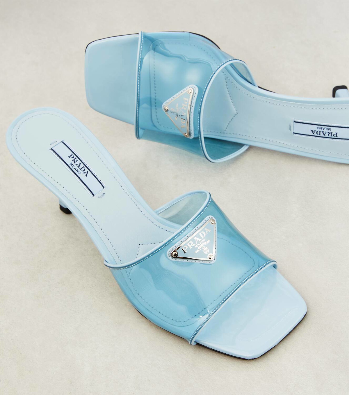 Prada Leather-trimmed PVC mules Prada