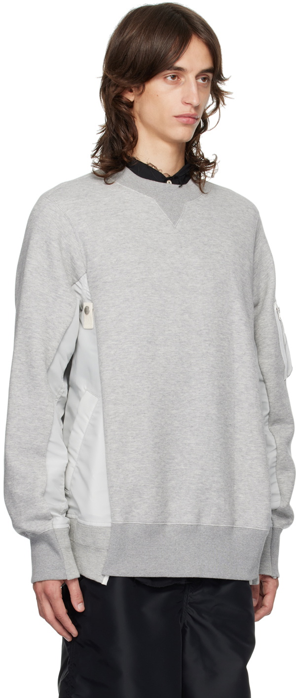 sacai Gray Paneled Sweatshirt Sacai