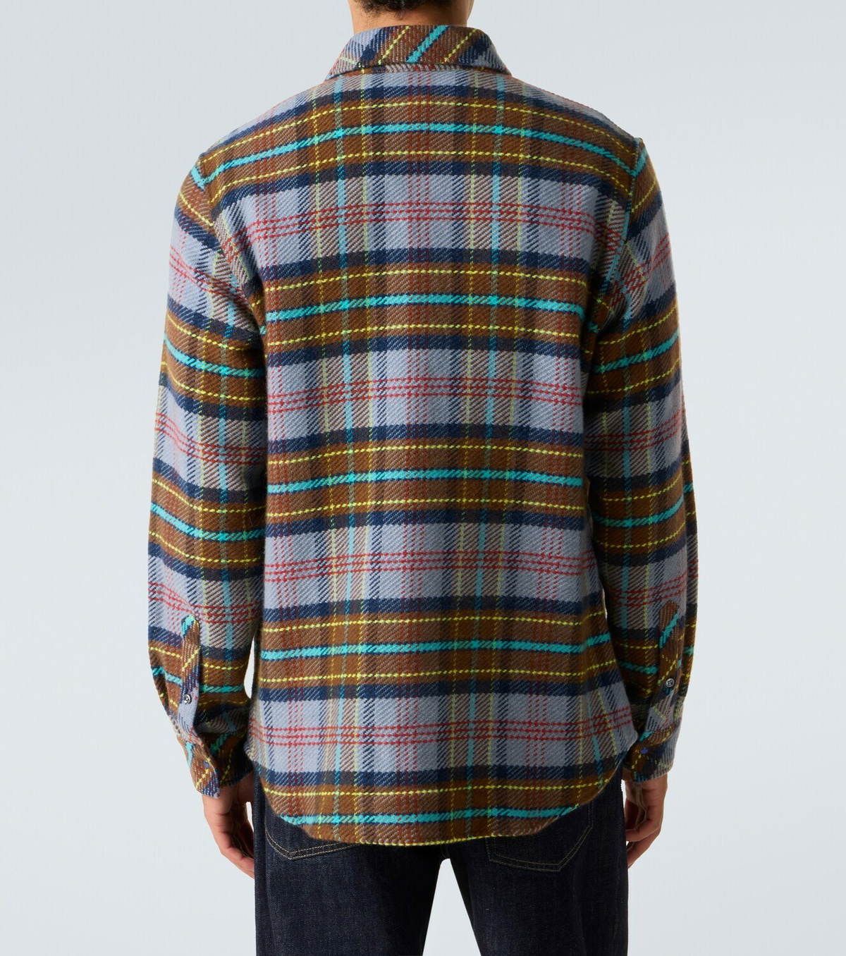 God's True Cashmere Plaid cashmere shirt with lapis lazuli God's True ...