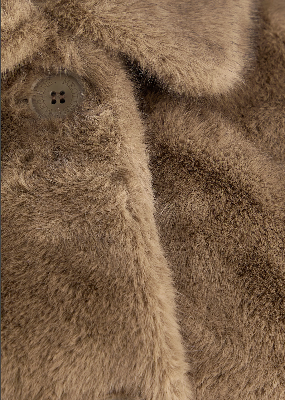 Meotine Kelly Belted Faux fur Coat Light Brown Meotine