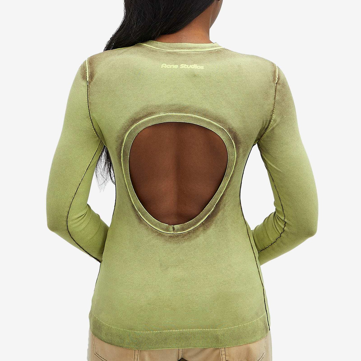 Acne Studios Women's Fitted Logo Knit Top in Lime Green Acne Studios