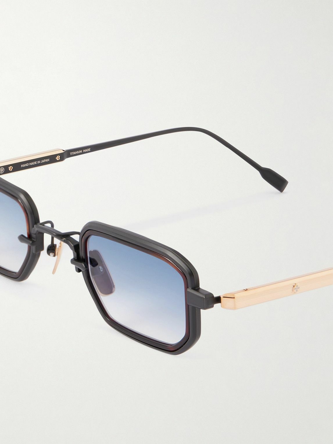 Sato - Deneb-T Square-Frame Titanium, Tortoiseshell Acetate and Gold-Tone Sunglasses Satoshi ...