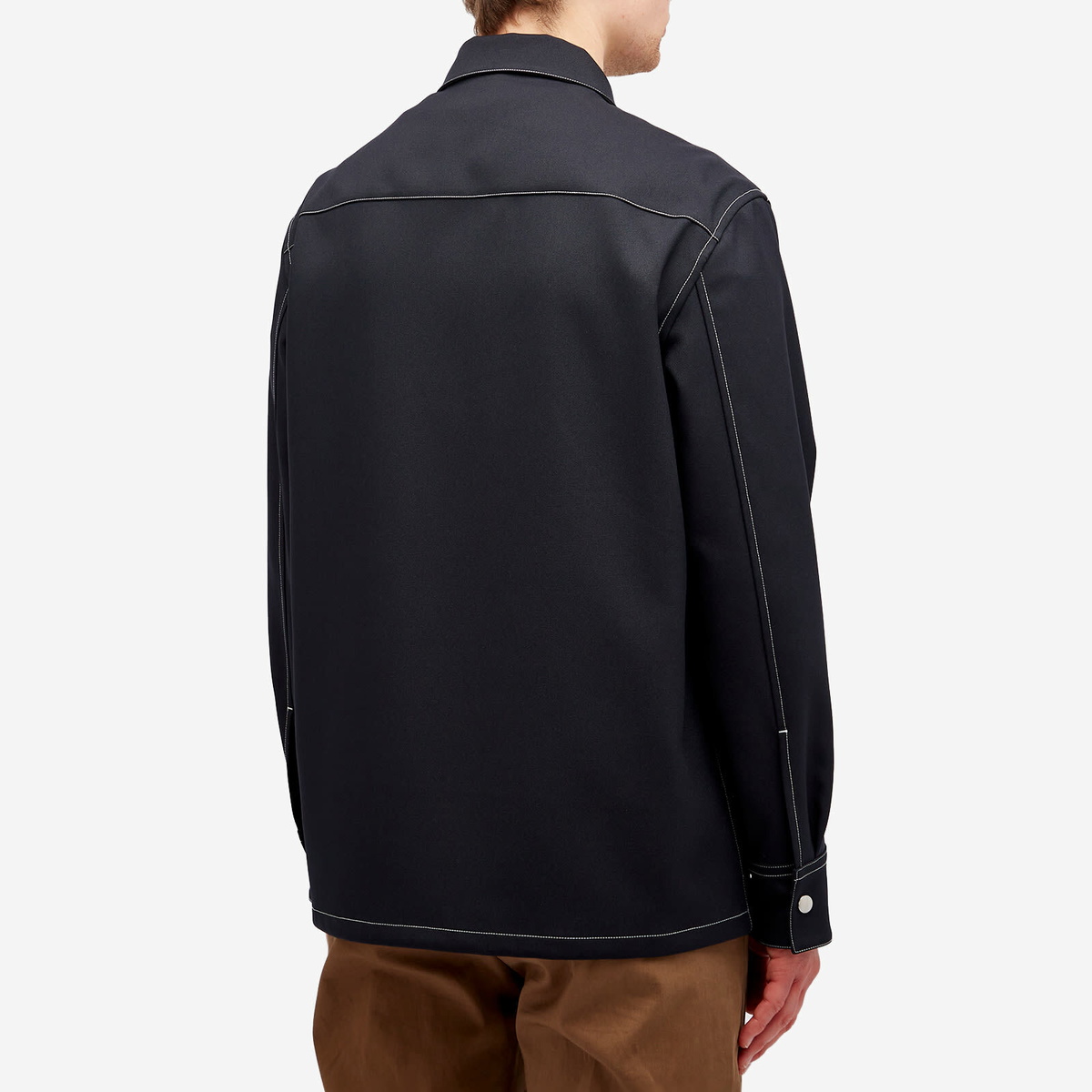 Jil Sander Men's Contrast Stitch Zip Through Shirt in Midnight Jil Sander