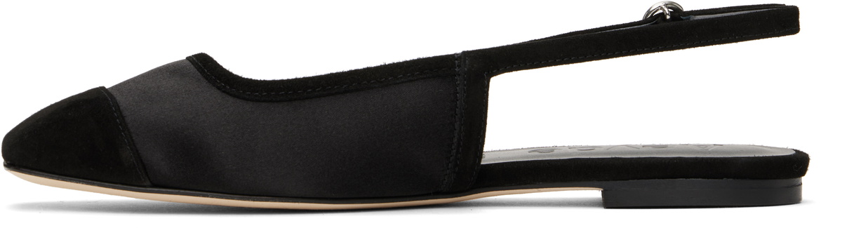 Aeyde Black Geraldine Satin Toe-Cap Ballerina Flats Aeyde