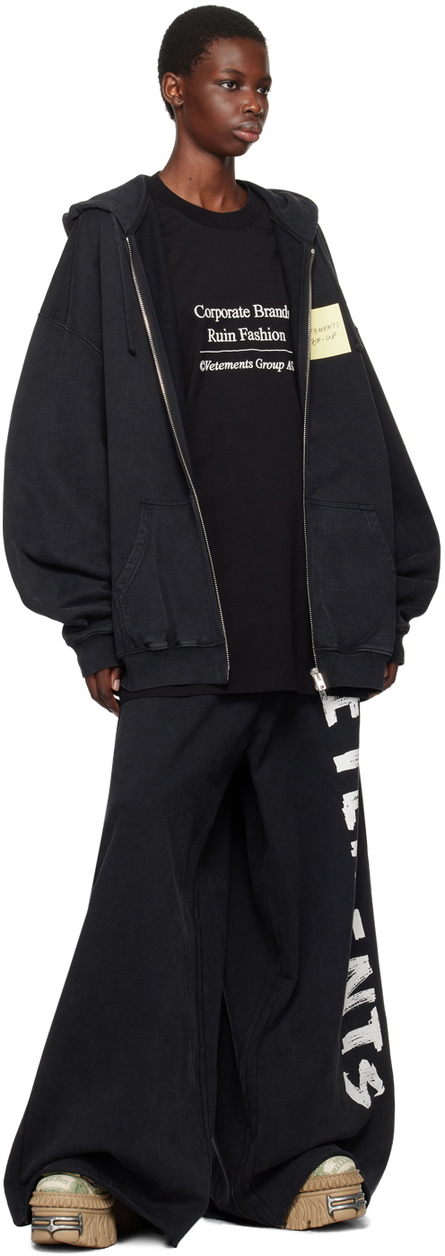 VETEMENTS Black Sticker Hoodie Vetements