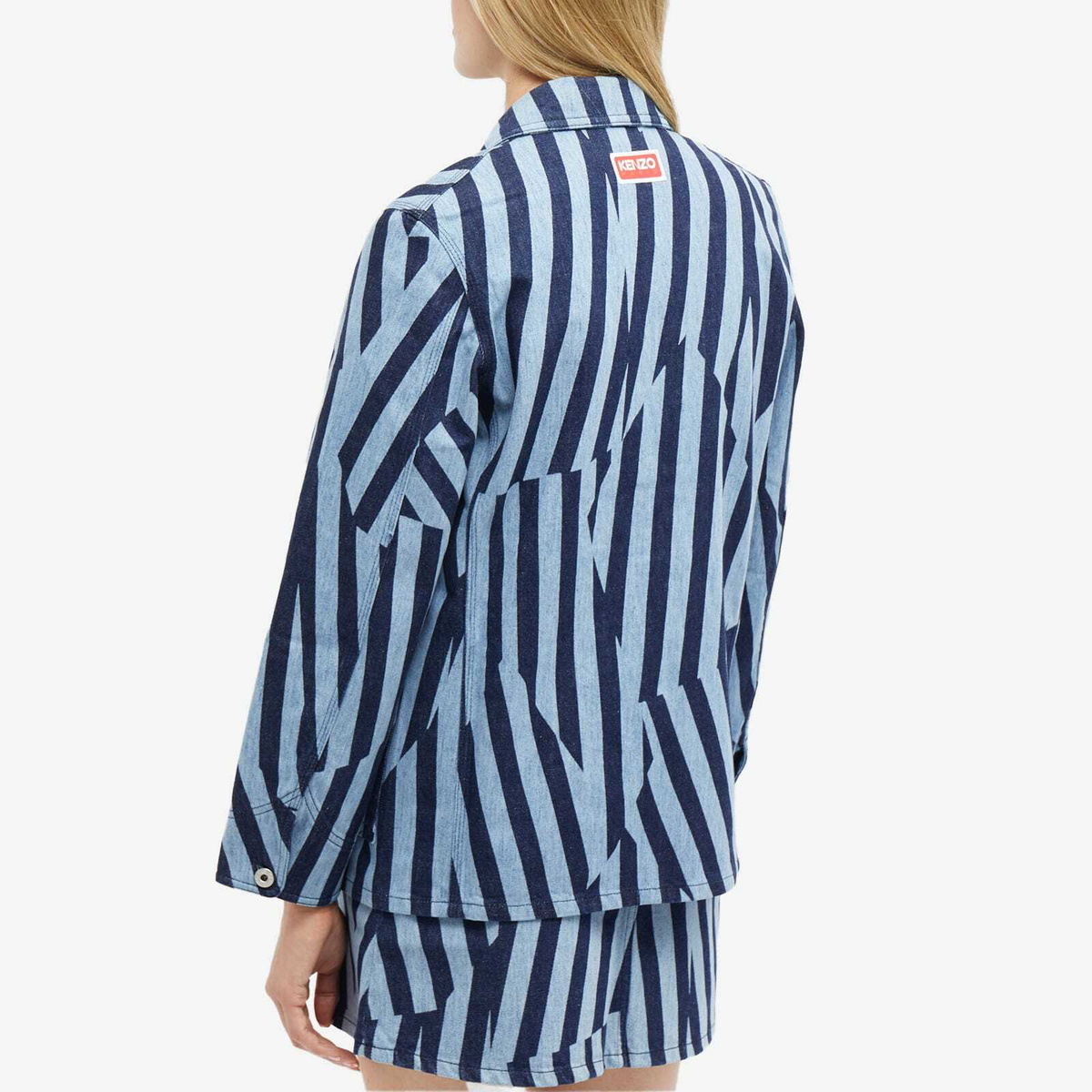 Kenzo Dazzle Stripe Workwear Jacket in Rinse Blue Denim Kenzo