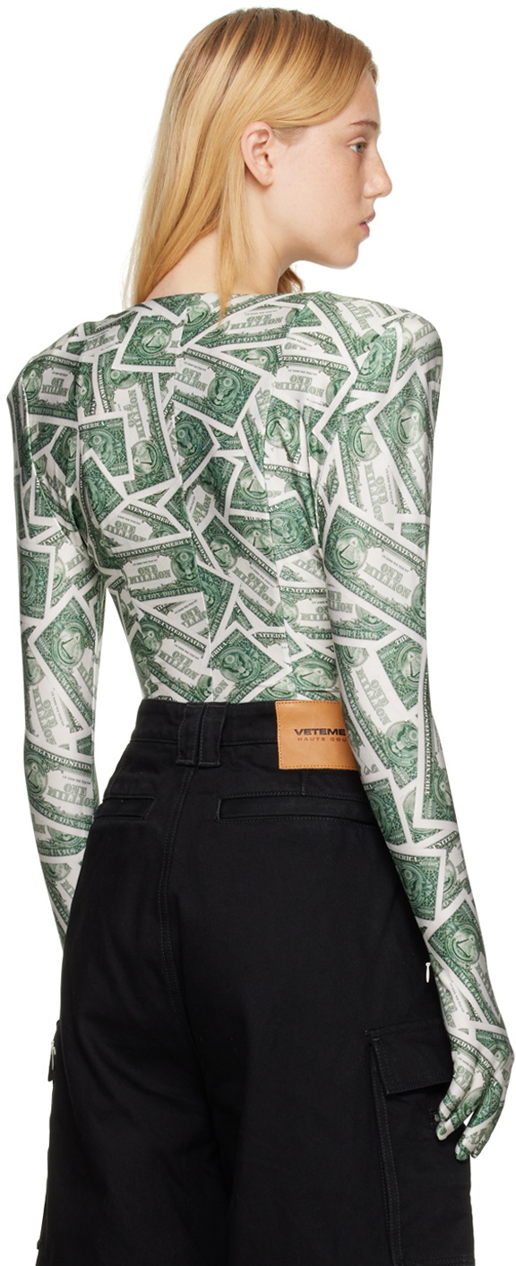 VETEMENTS Green & White Million Dollar Dynasty Blouse Vetements