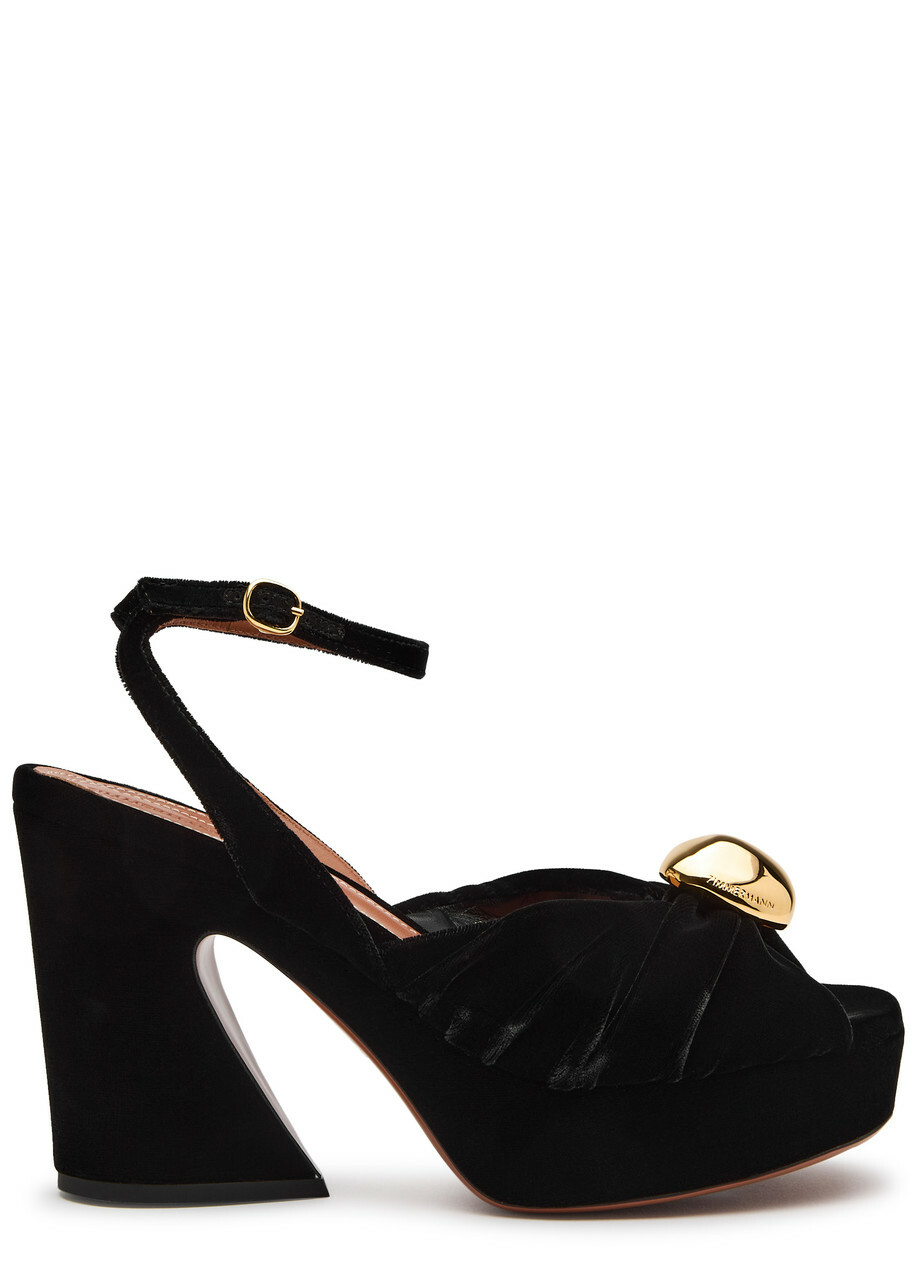 Zimmermann Gleam 120 Velvet Platform Sandal Black Zimmermann