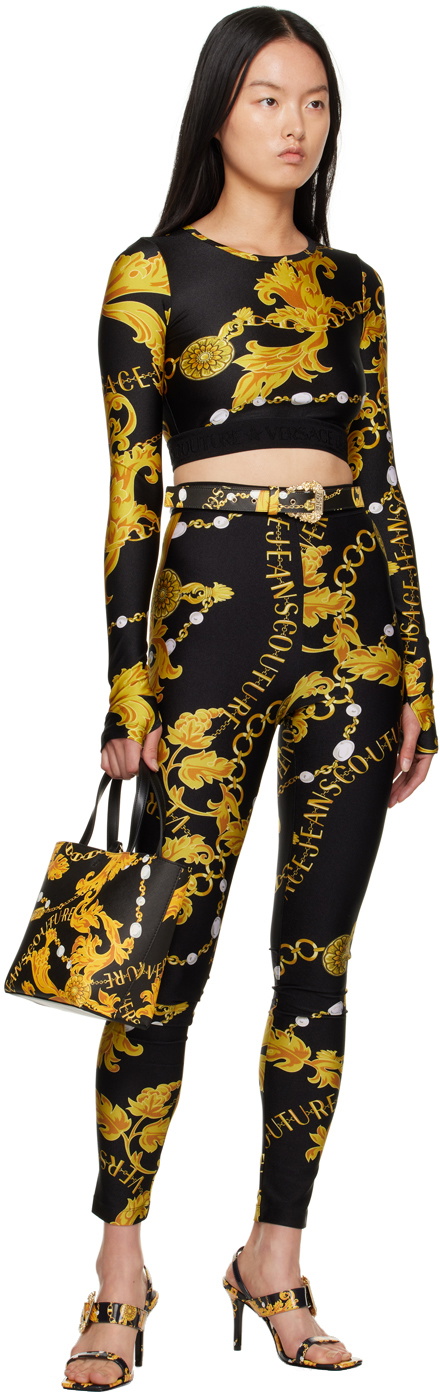 Versace Jeans Couture Reversible Black & Gold Printed Tote Versace
