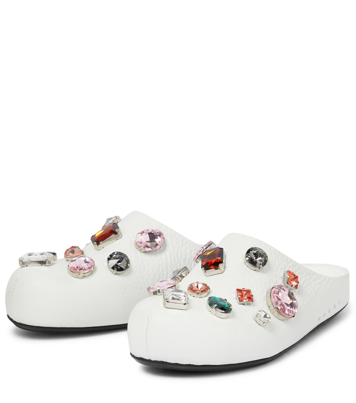 Marni - Sabot embellished leather slippers Marni