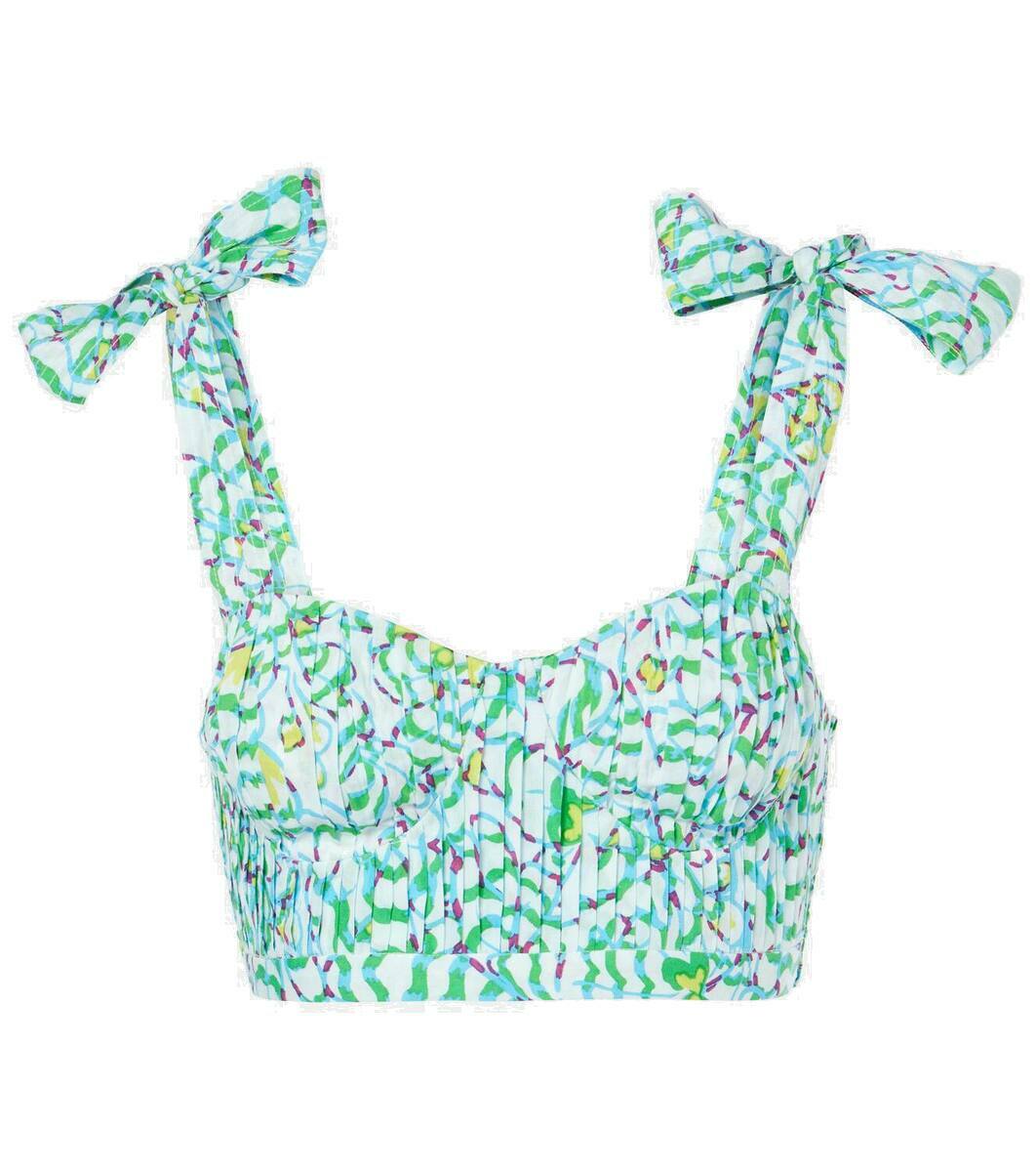Poupette St Barth Carla printed pleated crop top Poupette St Barth