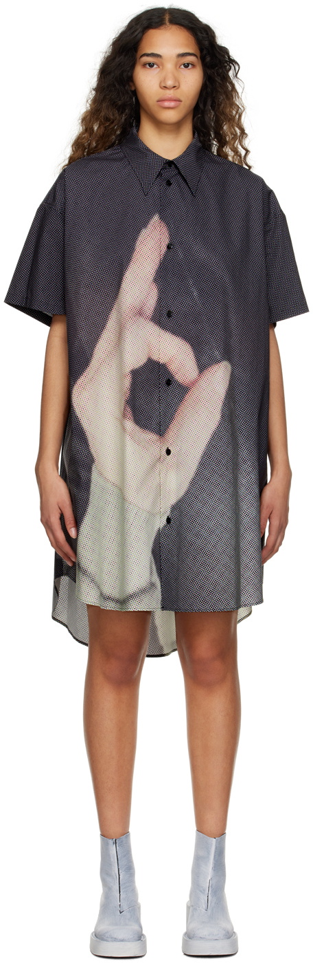 MM6 Maison Margiela Black Hand Sign Midi Dress MM6 Maison Margiela