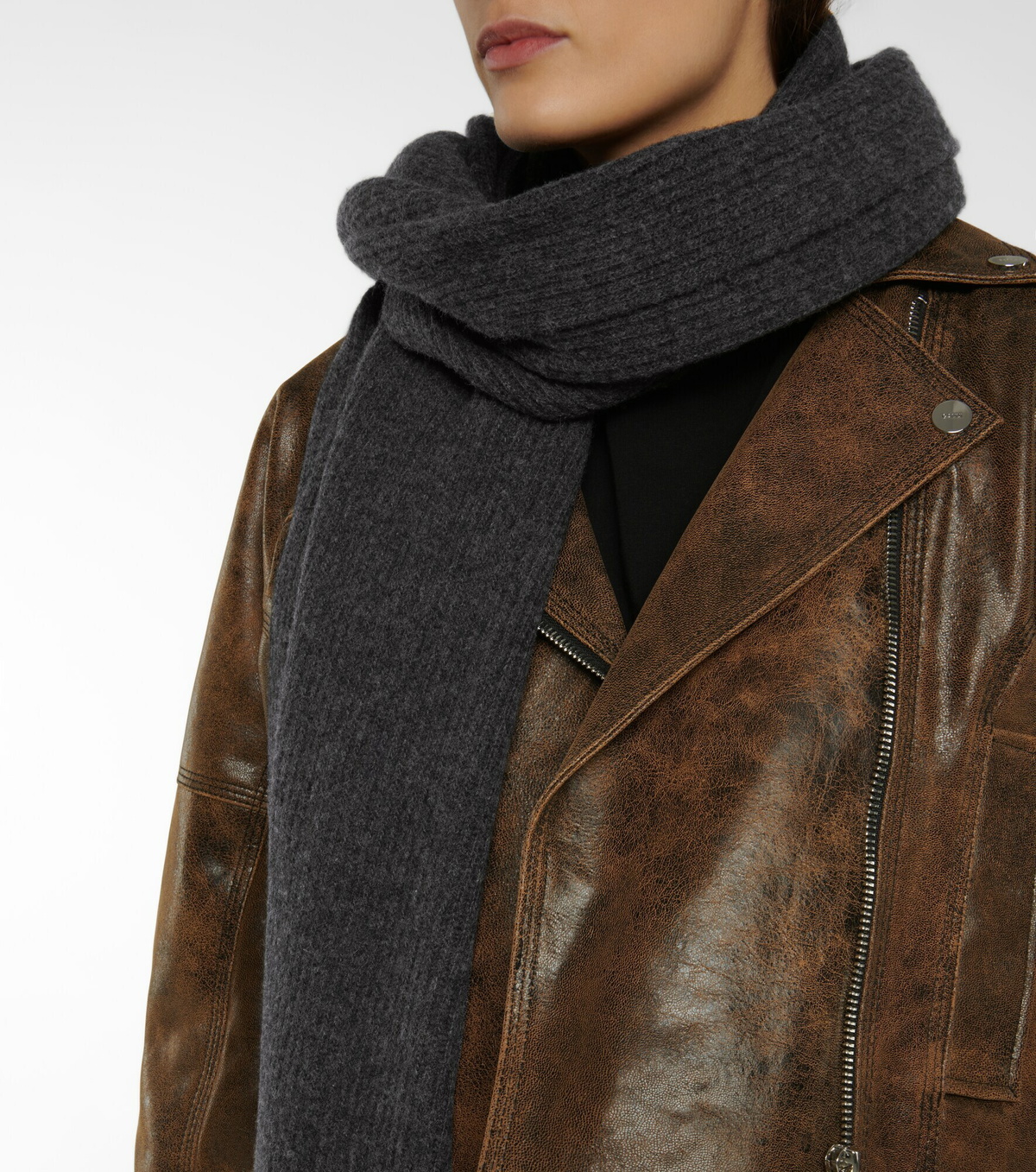 Ganni - Ribbed recycled-wool scarf GANNI