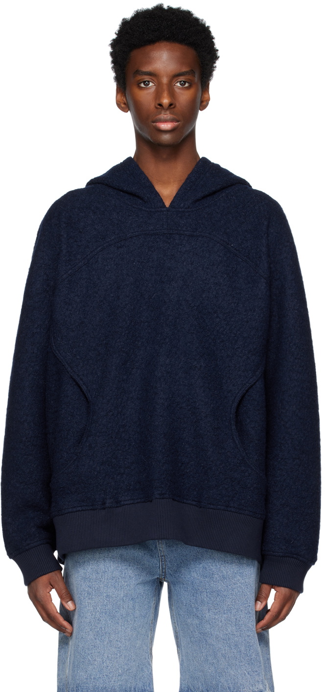 WYNN HAMLYN Navy Raglan Sleeve Hoodie Wynn Hamlyn